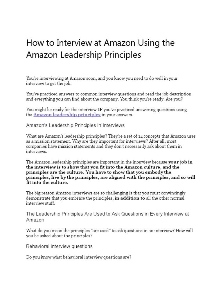 Amazon 3 - How To Interview at Amazon Using The Amazon Leadership ...