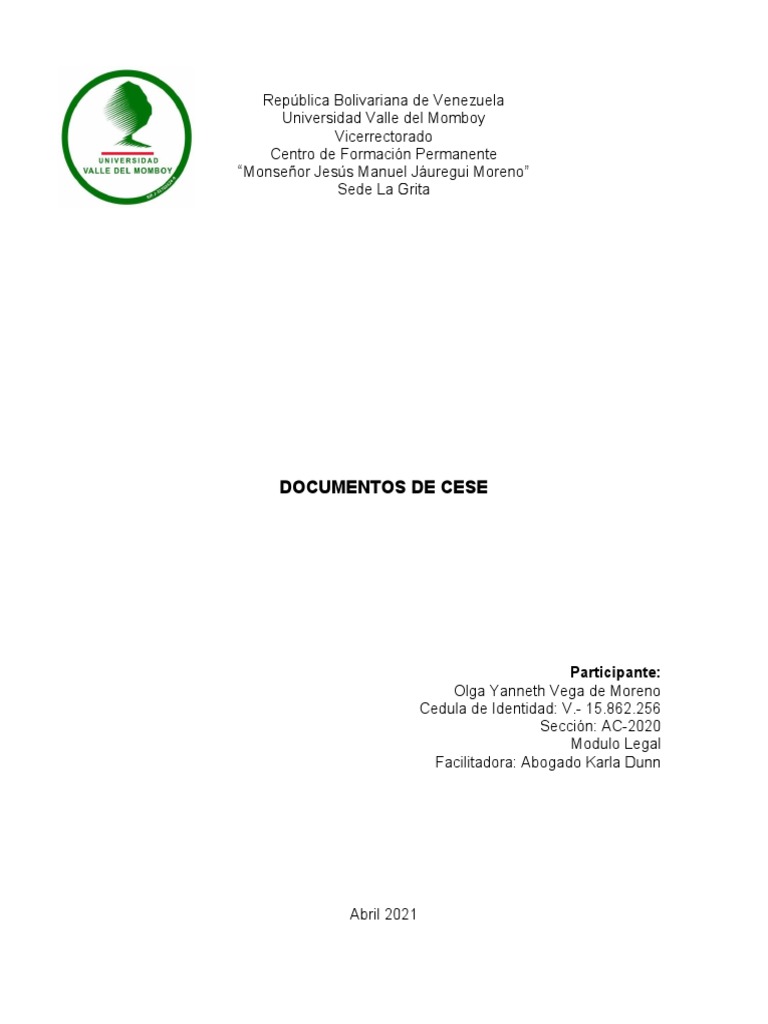 Documentos de Cese | PDF | Salario | Business
