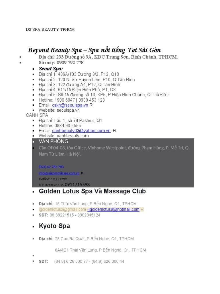 DS Spa Beauty TPHCM | PDF