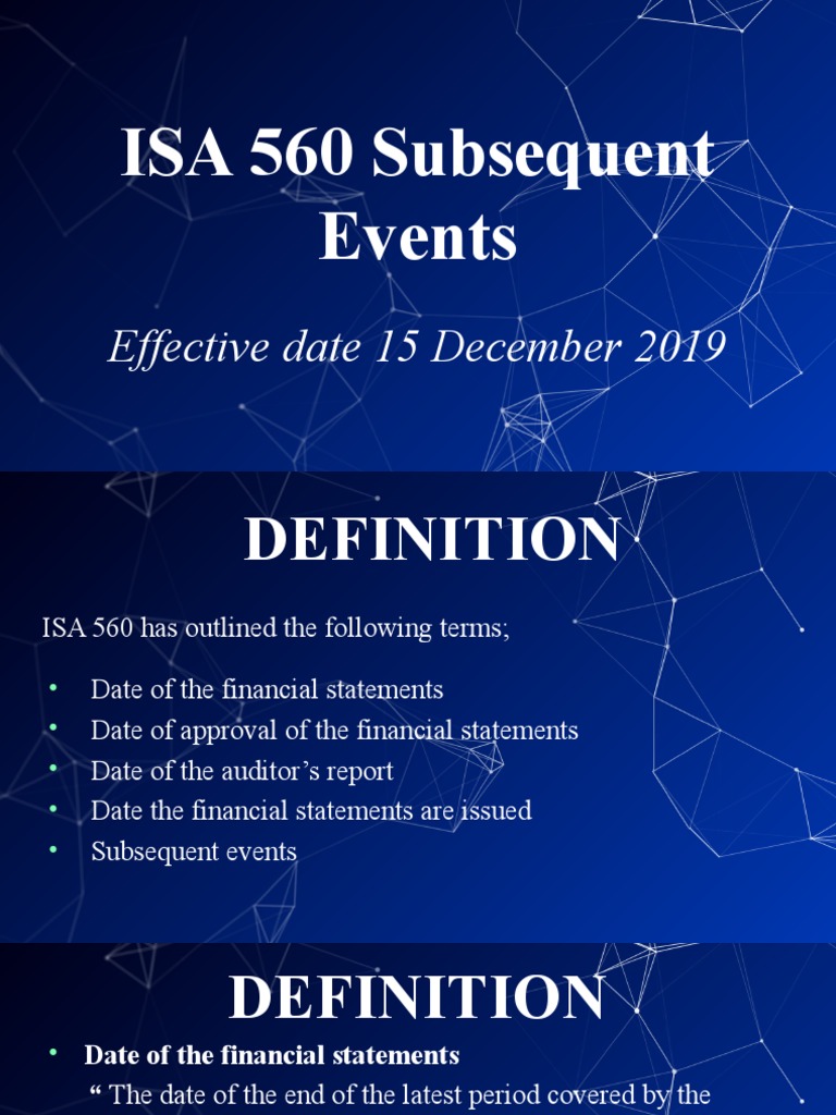 ISA 560 Subsequent Events: Effective Date 15 December 2019 | PDF ...