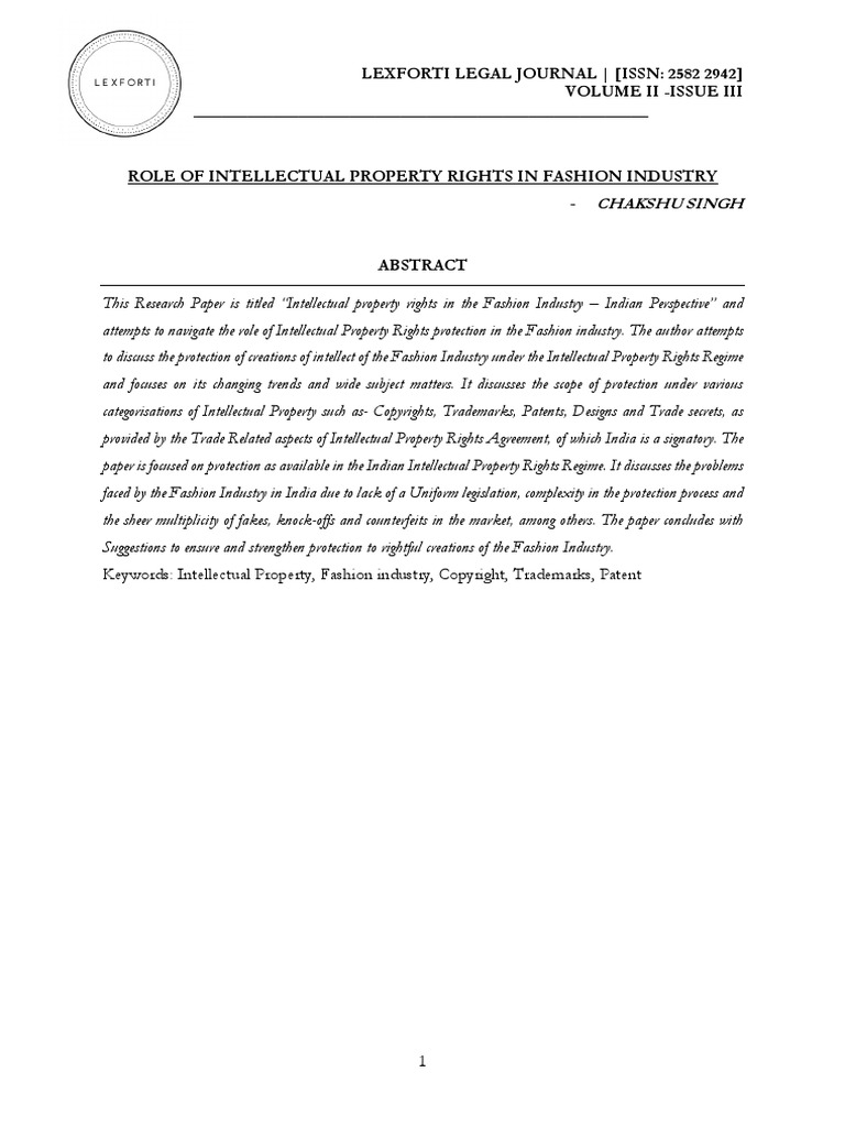 IP in Fashion Industry | PDF | Intellectual Property | Trademark