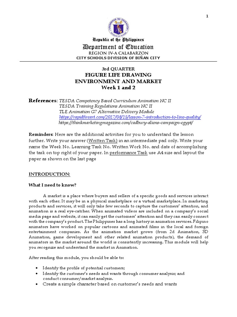 Lesson 1 Q3 Figure Life Drawing | PDF | Customer | Marketing