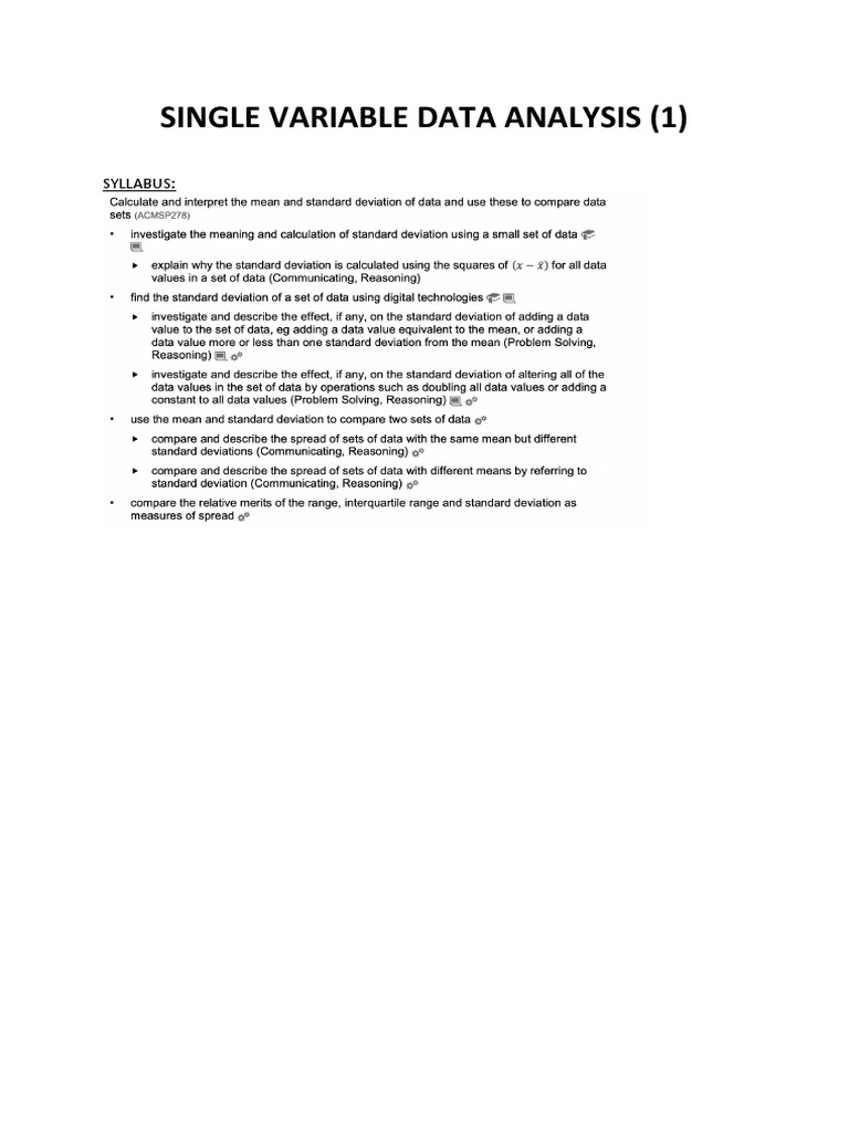 Annotated SINGLE VARIABLE Notes | PDF | Standard Score | Standard Deviation