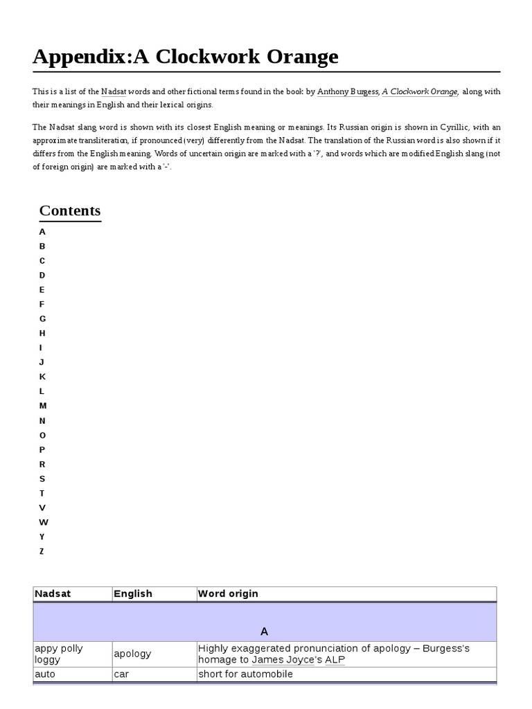 Appendix A Clockwork Orange | PDF
