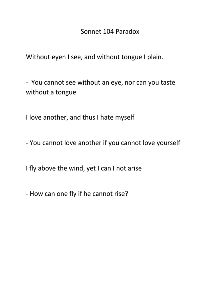 Castillo 10 English Sonnet 104 Paradox | PDF