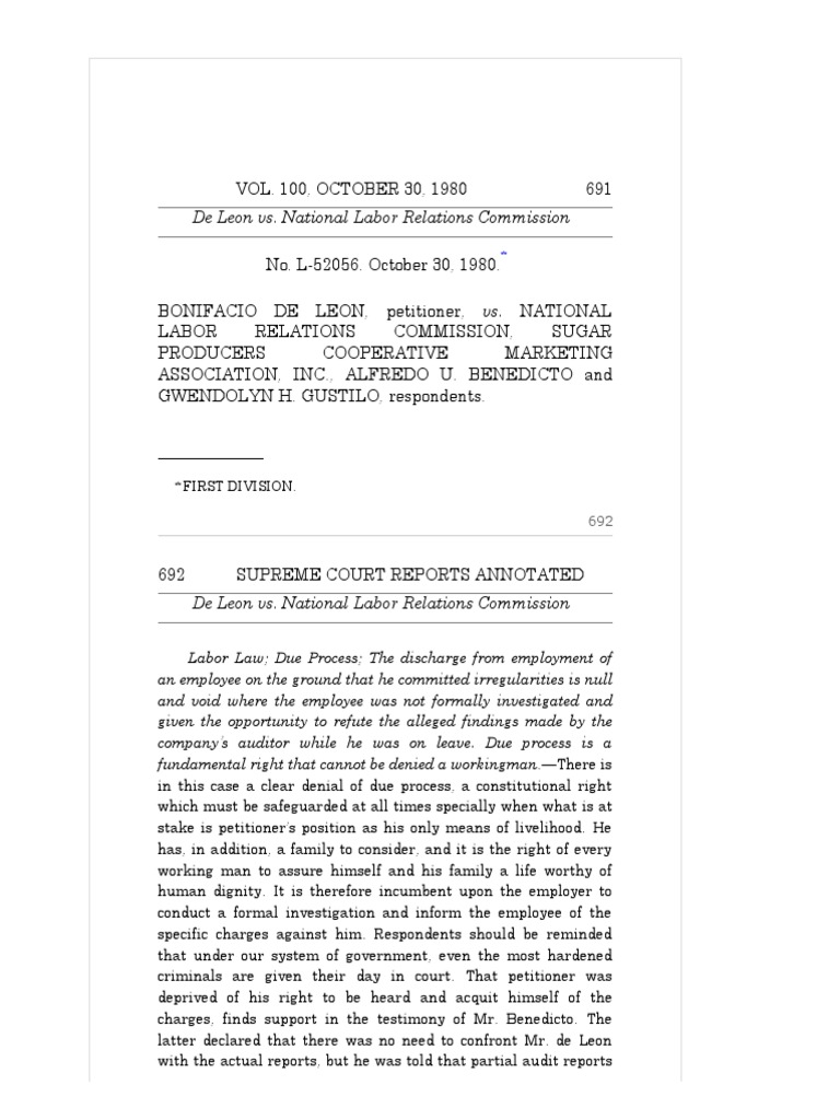 LL 11 - de Leon v. NLRC 100 SCRA 691 | PDF | Estoppel | Employment