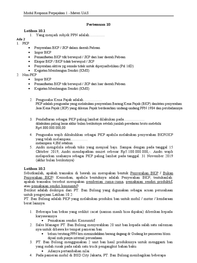 Modul UAS Perpajakan: PPN dan PKP | PDF | Bisnis | Pengelolaan Keuangan & Uang