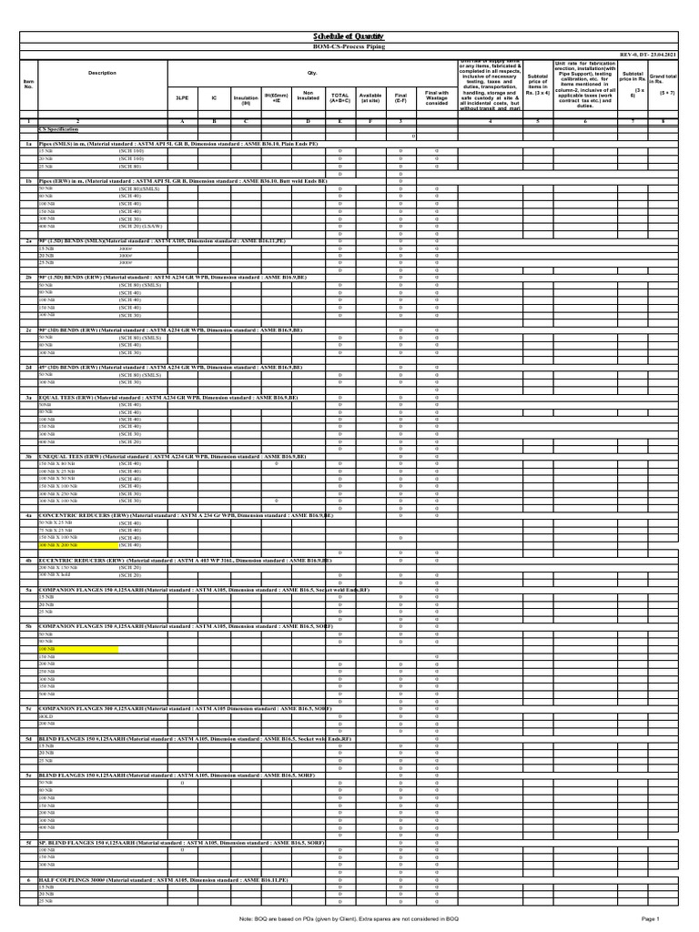 Consolidated Valve and Strainer BOQ | PDF | Pipe (Fluid Conveyance ...