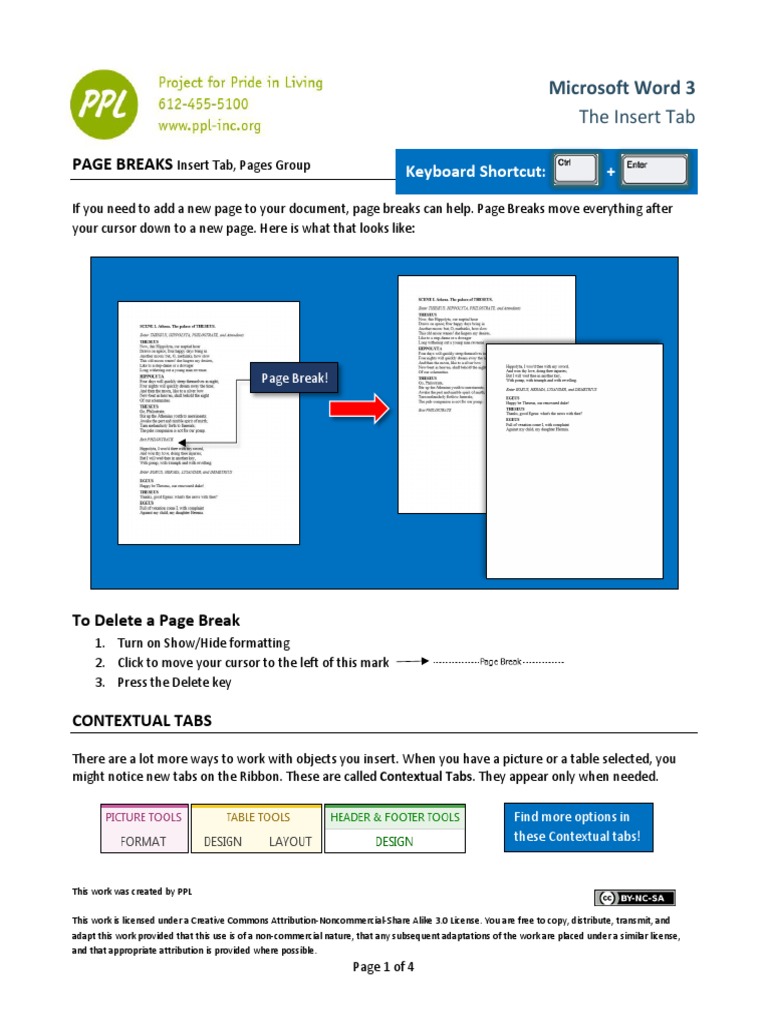 Page Breaks: The Insert Tab | PDF | Microsoft Office | Microsoft Word