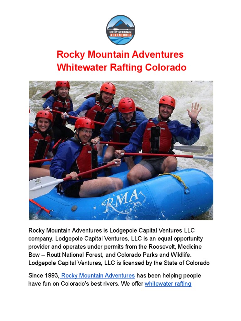 Rocky Mountain Adventures - Whitewater Rafting Colorado | PDF