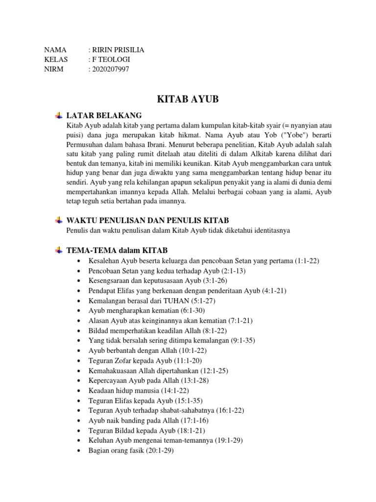 KITAB AYUB - Ririn Prisilia | PDF