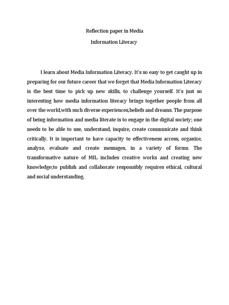 Reflection on Media Literacy Journey | PDF | Social Science
