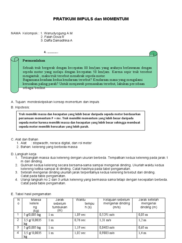 Praktikum Impuls Dan Momentum | PDF