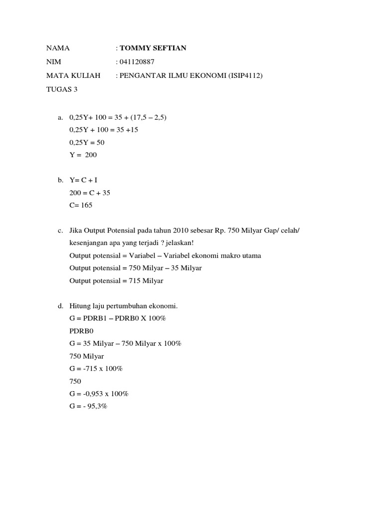 Tugas 3 Pengantar Ilmu Ekonomi | PDF | Metode & Bahan Ajar