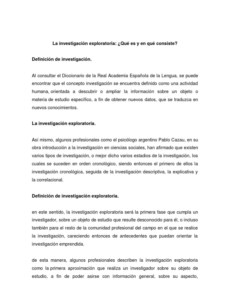 Investigación Exploratoria | PDF | Teoría | Hipótesis