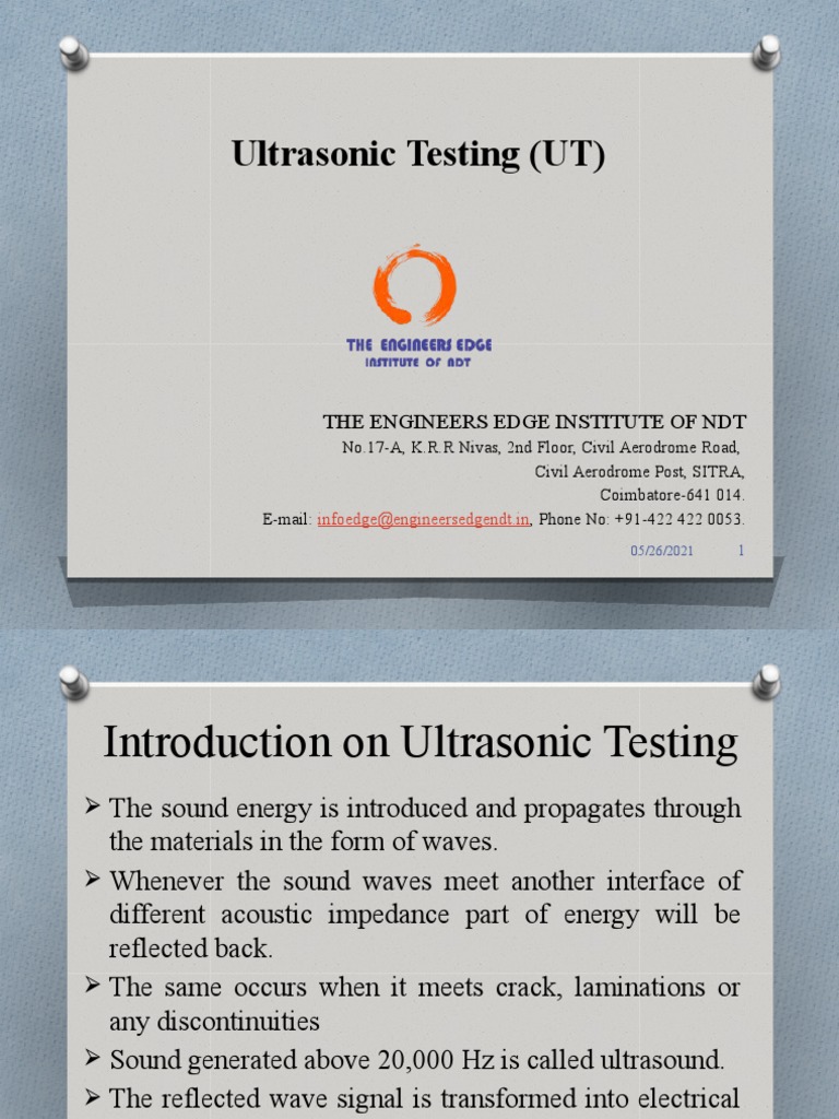 Ultrasonic Testing (UT) : The Engineers Edge Institute of NDT | PDF ...