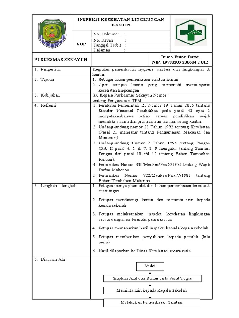 Inspeksi Kesehatan Lingkungan Kantin | PDF