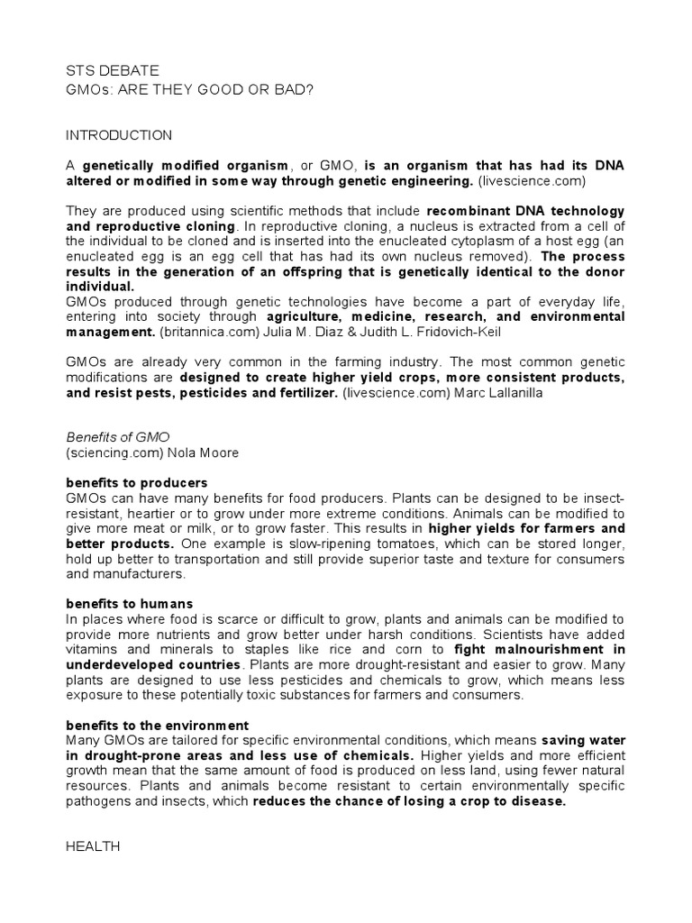 GMOs: Benefits and Safety Explained | PDF | Genetically Modified Food ...