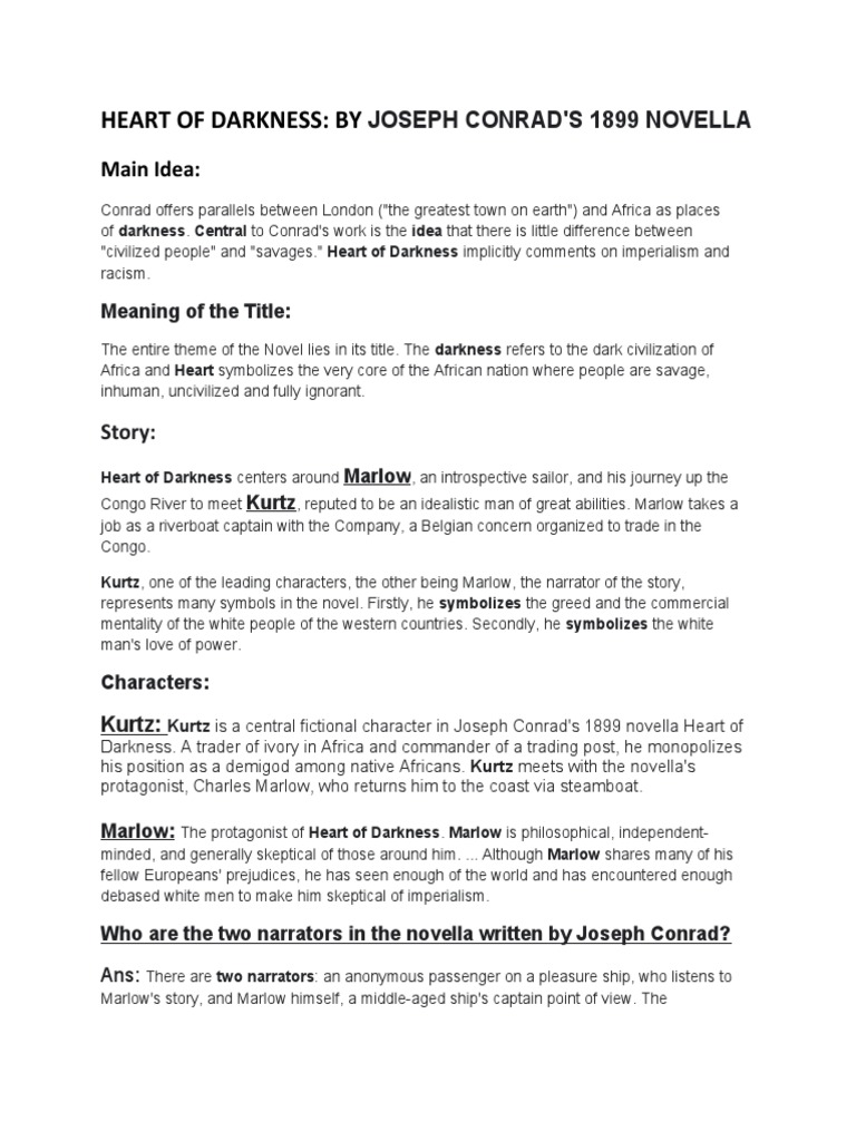 Notes (Heart of Darkness) | PDF