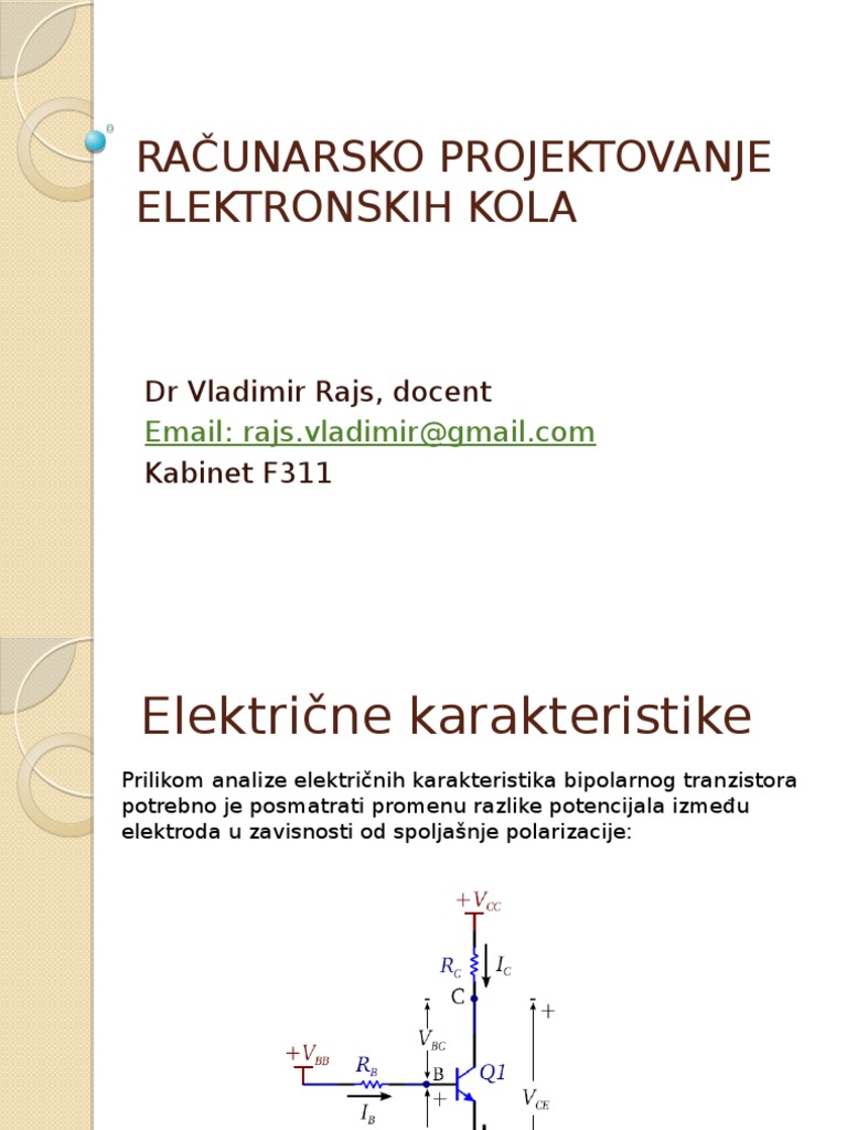 Bipolarni Tranzistor Elektricne Karakteristike | PDF