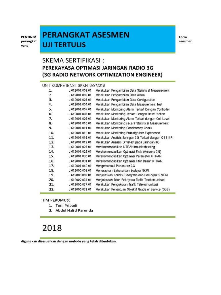 3G Radio Network Optimization Engineer - Tulis Tipe 1 | PDF