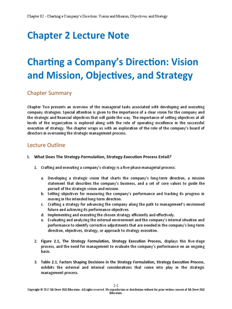 Chapter 2 Lecture Note Charting A Company's Direction: Vision and ...