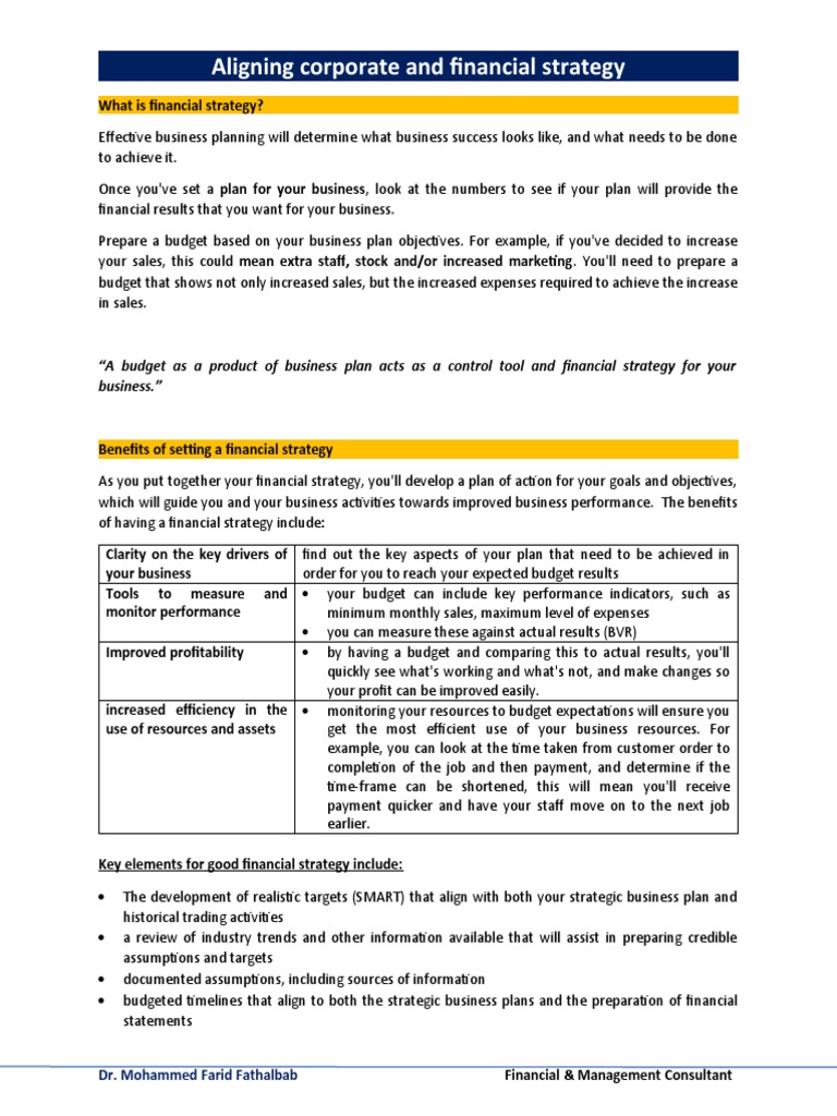 Aligning Corporate and Financial Strategy | PDF | Capital Structure ...