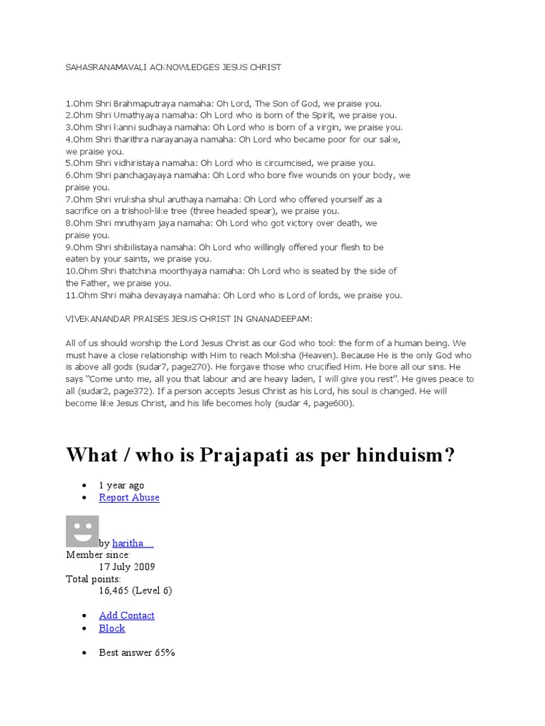 Jesus in Hinduism | PDF | Vedas | Sacrifice