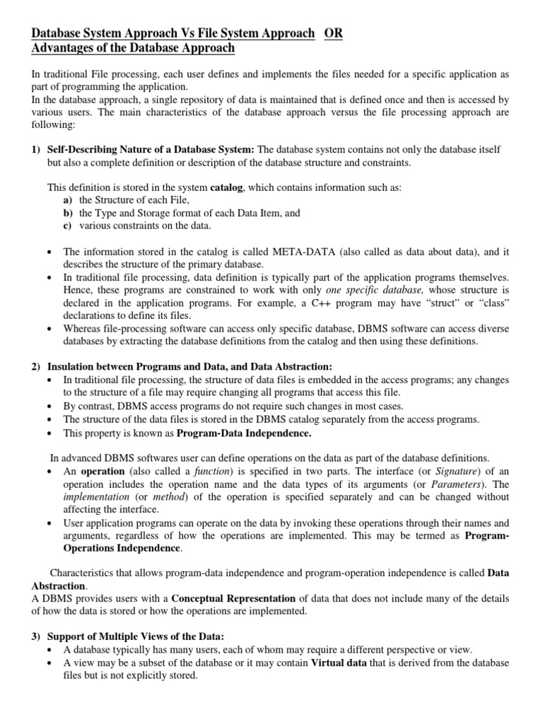 Lec 4. Database System Approach Vs File System Approach | PDF ...
