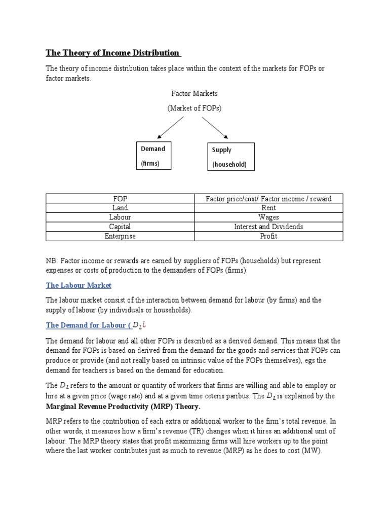 Income Distribution and Labour Market Theory | PDF | Labour Economics ...