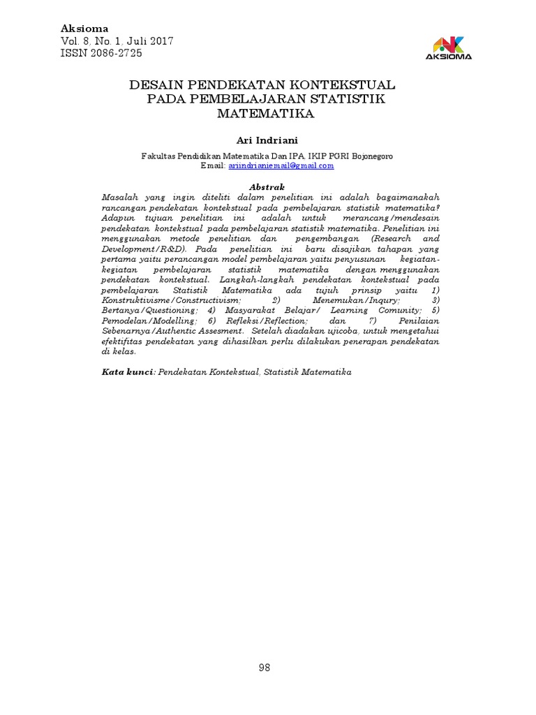 Desain Pendekatan Kontekstual Pada Pembelajaran | PDF