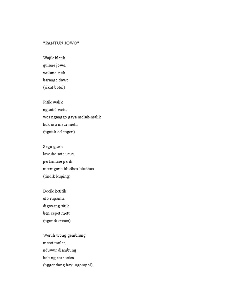 PARIKAN JAWA Pantun Jawa | PDF