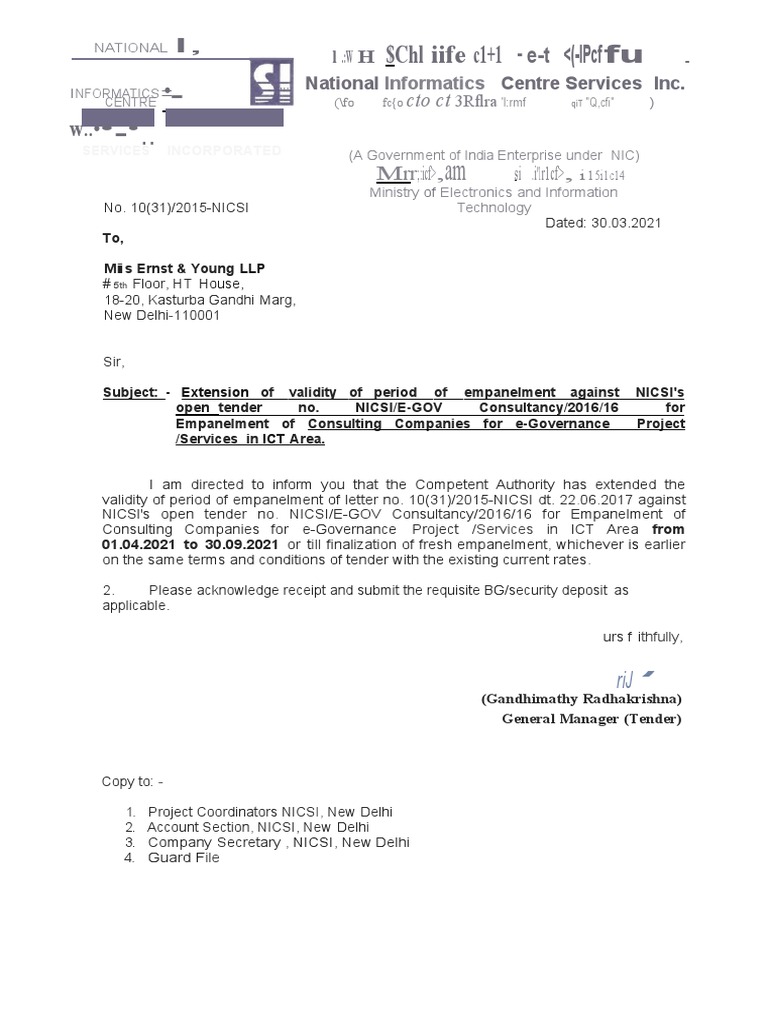 NICSI Extension - EY 2021 Apr'21 To Sep'21 | PDF | Public ...