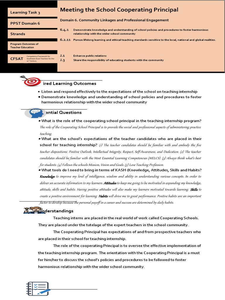 Meeting the School Cooperating Principal | PDF | Teacher Education ...