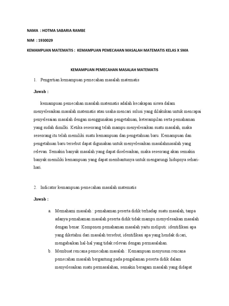 Pemecahan Masalah Matematis | PDF | Karier & Perkembangan | Pengembangan Diri