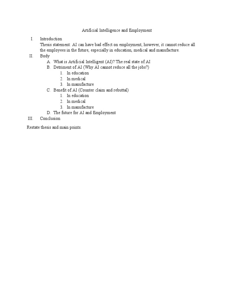 Argumentative Essay Outline | PDF | Artificial Intelligence ...