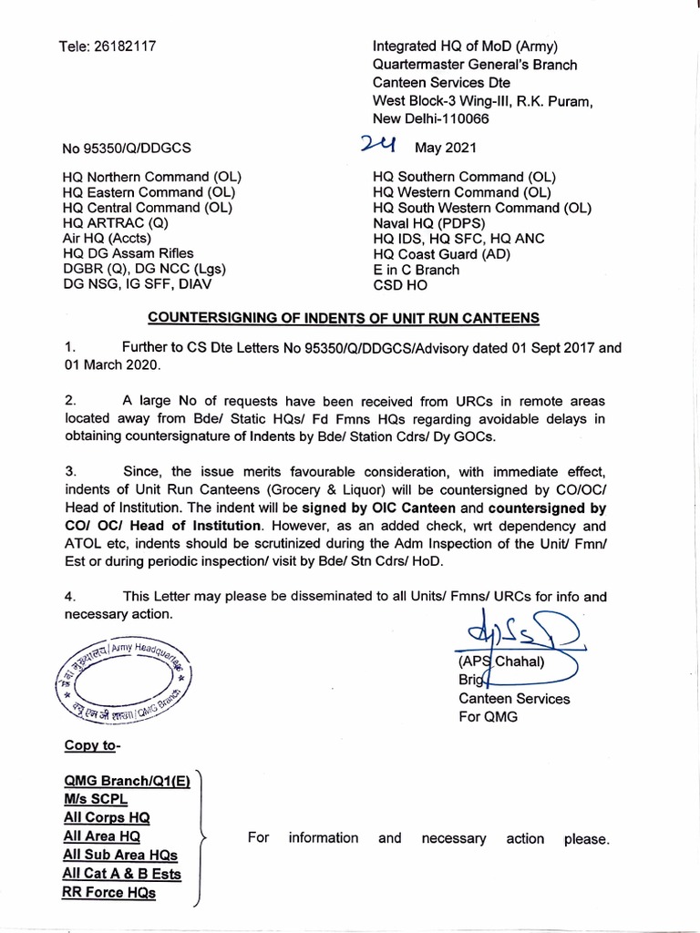 Countersigning of Indents | PDF