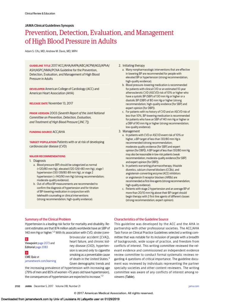 JNC 7 Complete | PDF | Hypertension | Blood Pressure