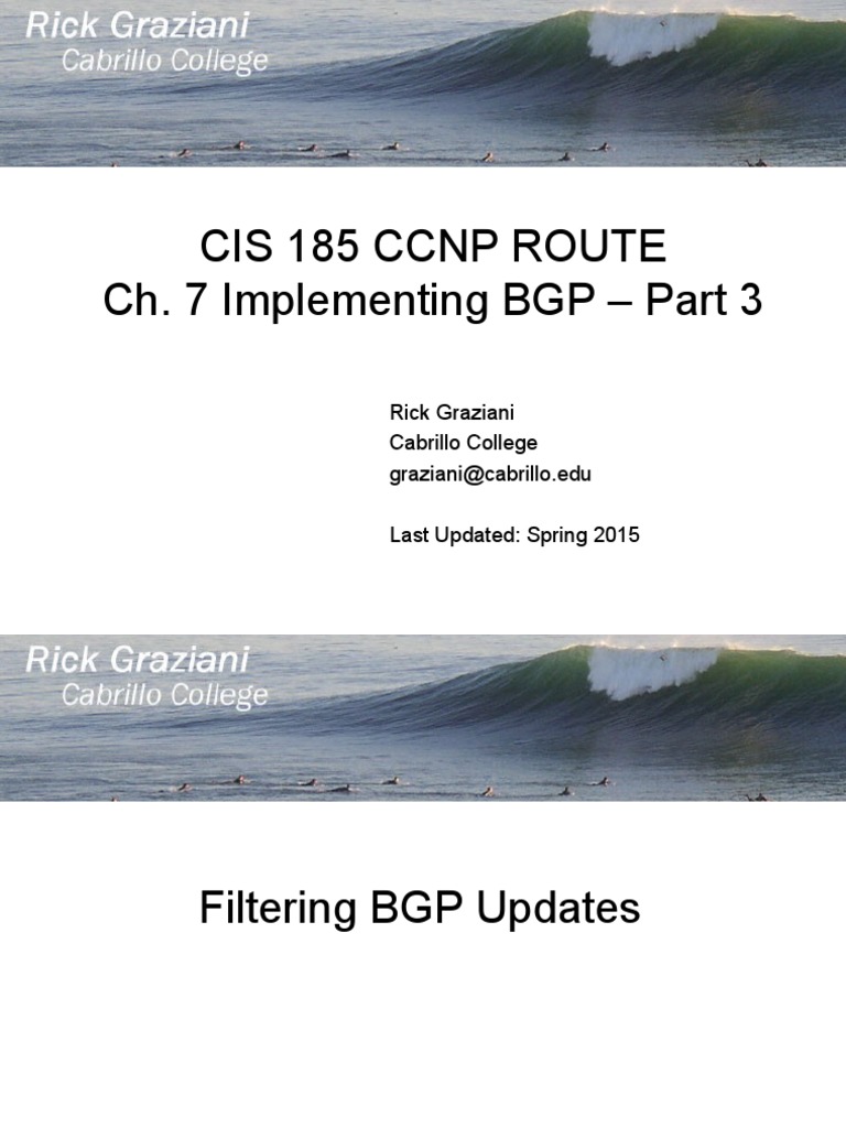 Cis 185 CCNP Route Ch. 7 Implementing BGP - Part 3 | Download Free PDF | Router (Computing ...