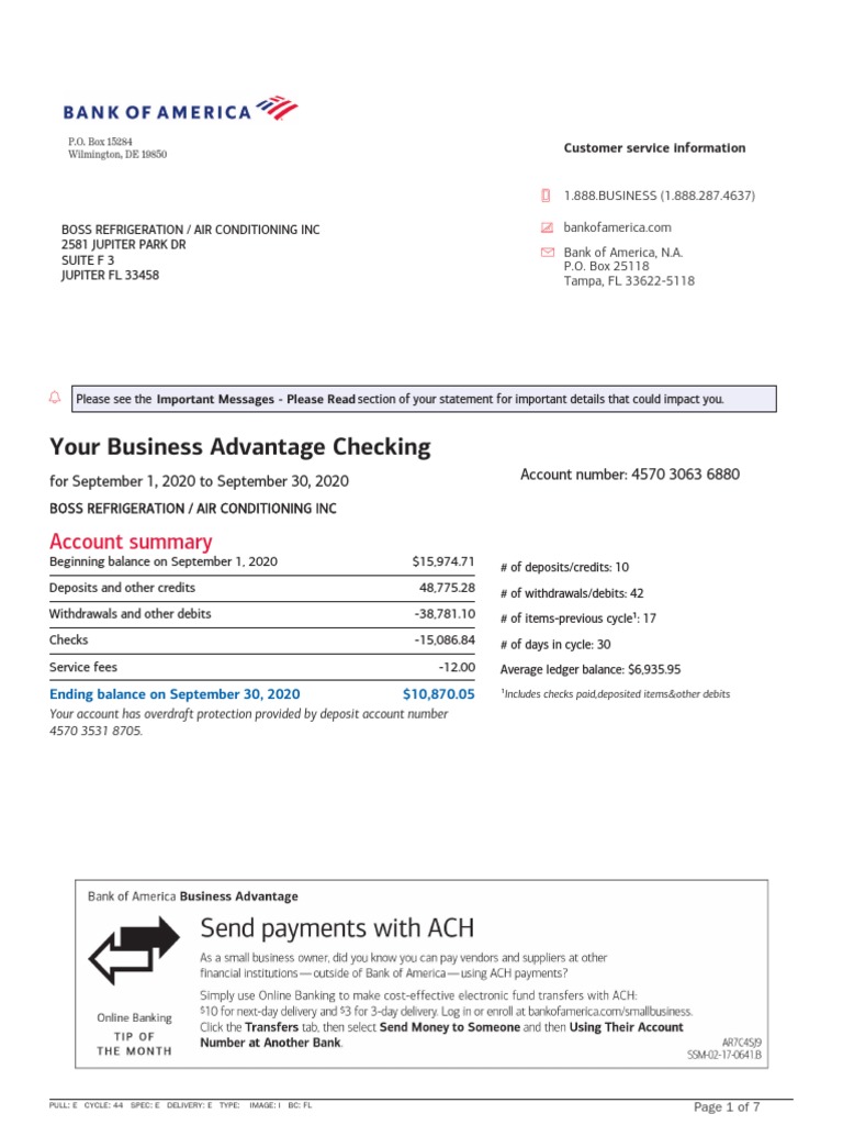 Your Business Advantage Checking: Account Summary | PDF | Overdraft | Cheque