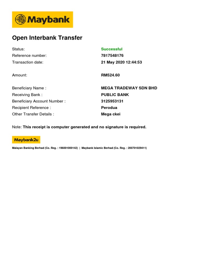 Open Interbank Transfer: Successful | PDF