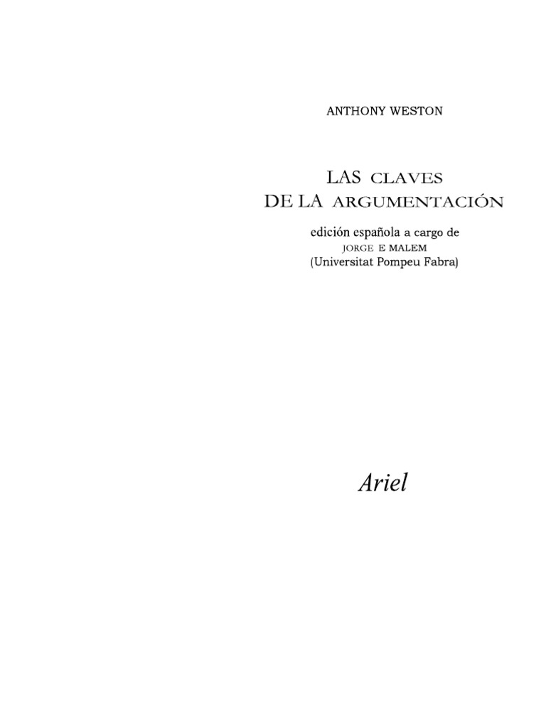 Anthony Weston - Las Claves de La Argumentación (Selección) | PDF