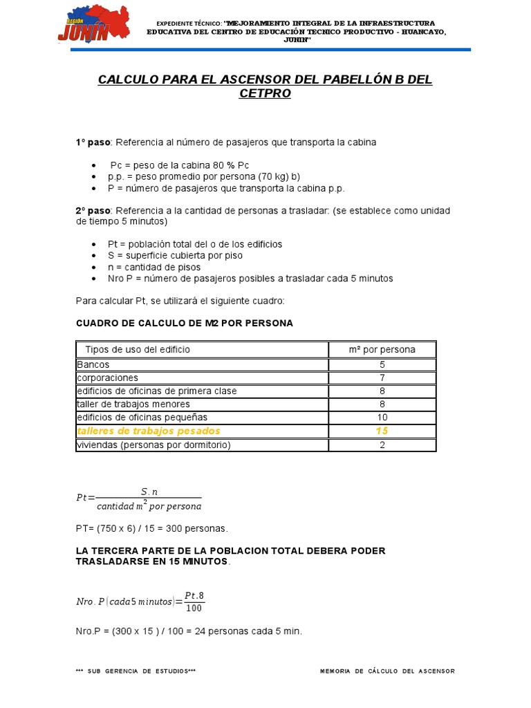 Cálculo de Ascensor | PDF | Ascensor | Transporte