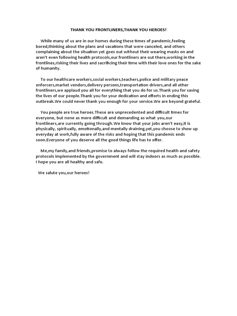 Saluting Our Frontline Heroes | PDF