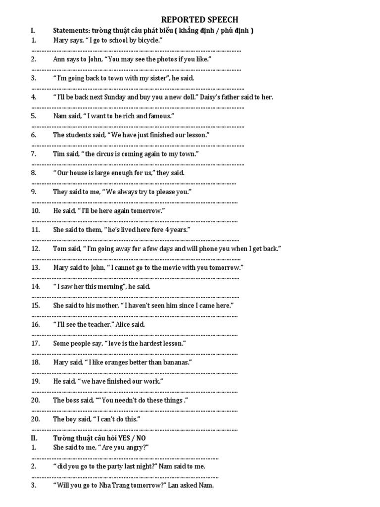 Reported Speech | PDF