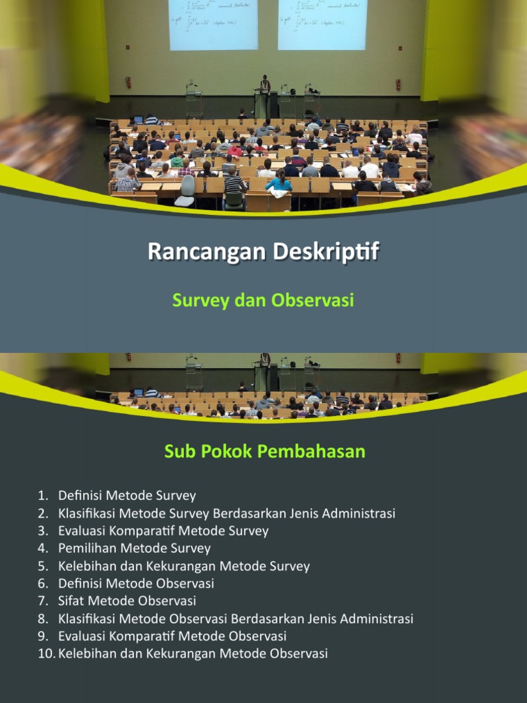 Materi Rancangan Riset Deskriptif Survey Observasi | PDF