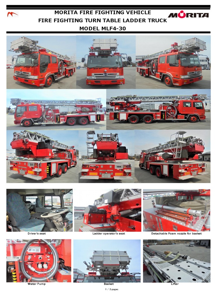 Morita Fire Fighting Vehicle Fire Fighting Turn Table Ladder Truck Model Mlf4-30 | PDF | Fire ...