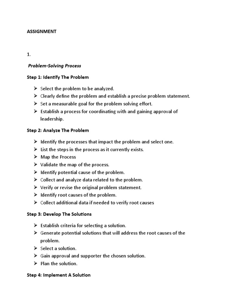 Assignment: Problem-Solving Process | PDF | Cognition | Business