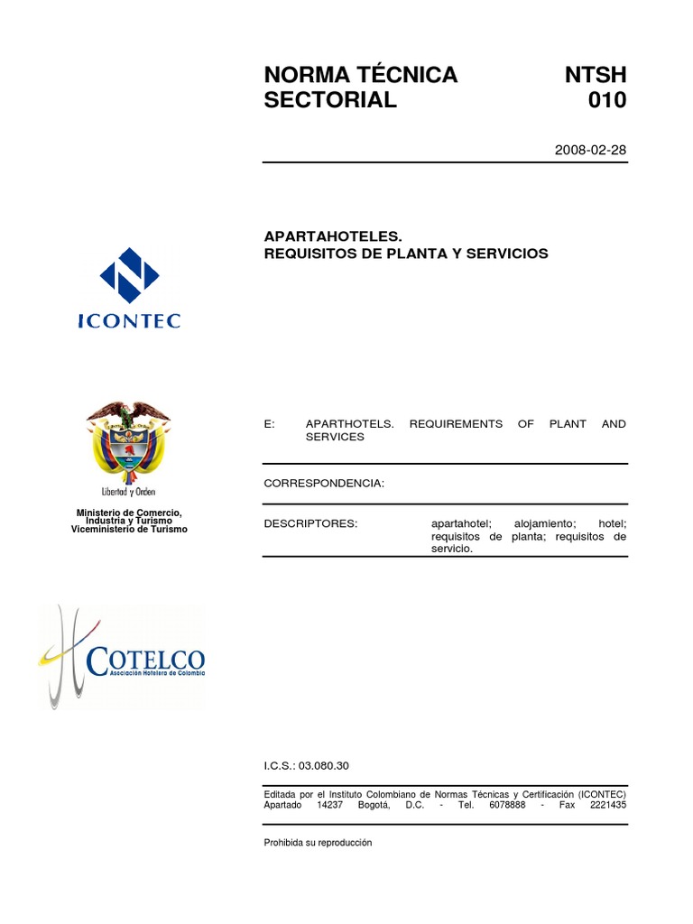 Norma Tecnica Sectorial Colombiana NTSH 0010 | PDF | Hotel y ...