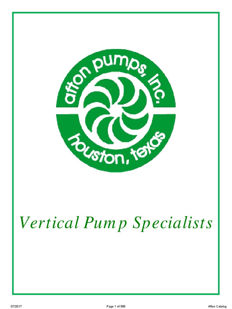 Afton Pumps - Brochure 2020 (Vertical Pumps) | PDF | Bearing ...